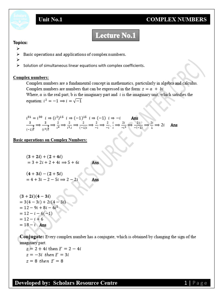 Understanding Complex Numbers Basics | PDF | Polynomial | Complex Number