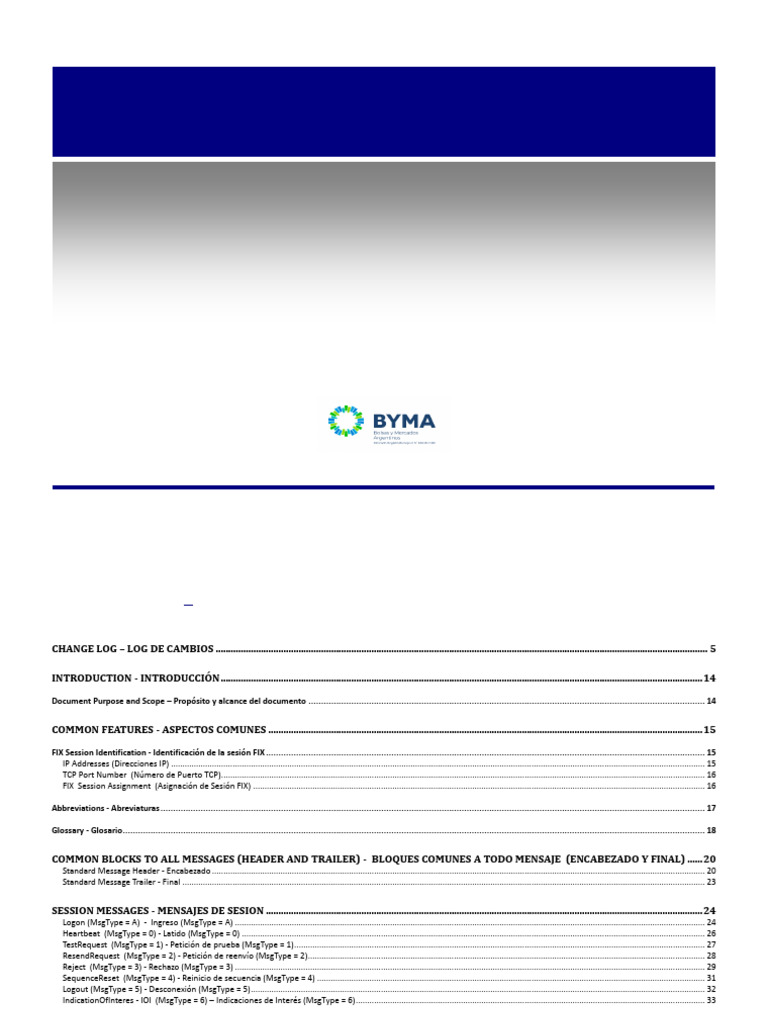 Especificación FIX para Datos de Mercado | PDF | Protocolo de Control ...