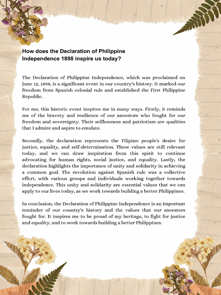 Here's My Comprehensive and Unique Answer The Declaration of Philippine ...