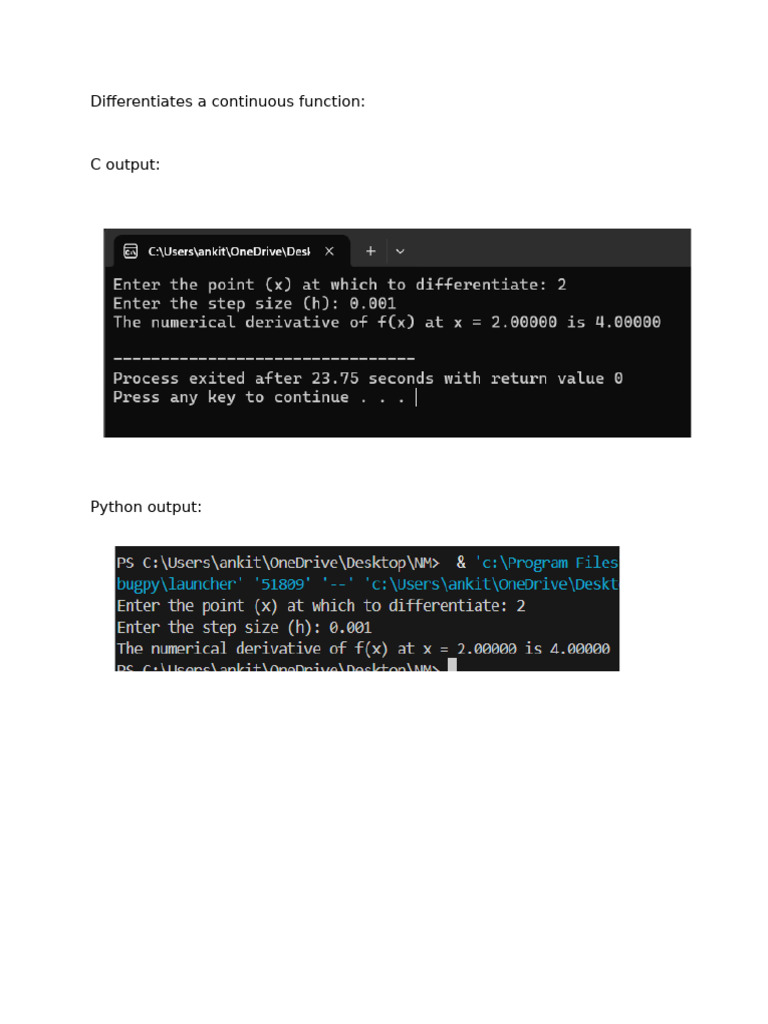 Continuous Function Differentiation Methods | PDF