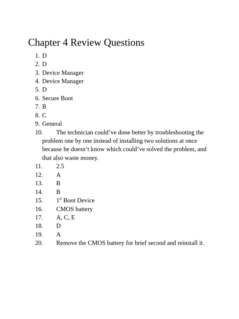 Chapter 4 Review Questions and Answers | PDF
