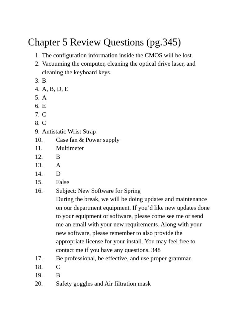 Chapter 5 Review Questions | PDF