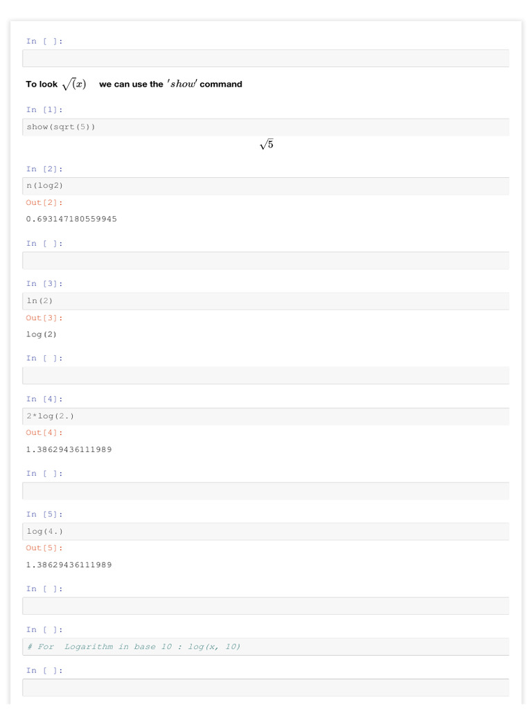 SageMath Logarithm and Functions Guide | PDF | Logarithm | Mathematics