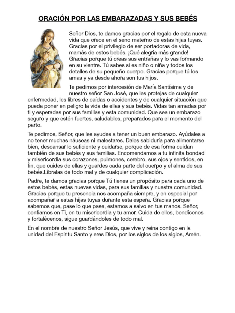 Oración Embarazadas y Bebés | PDF | María, madre de Jesús
