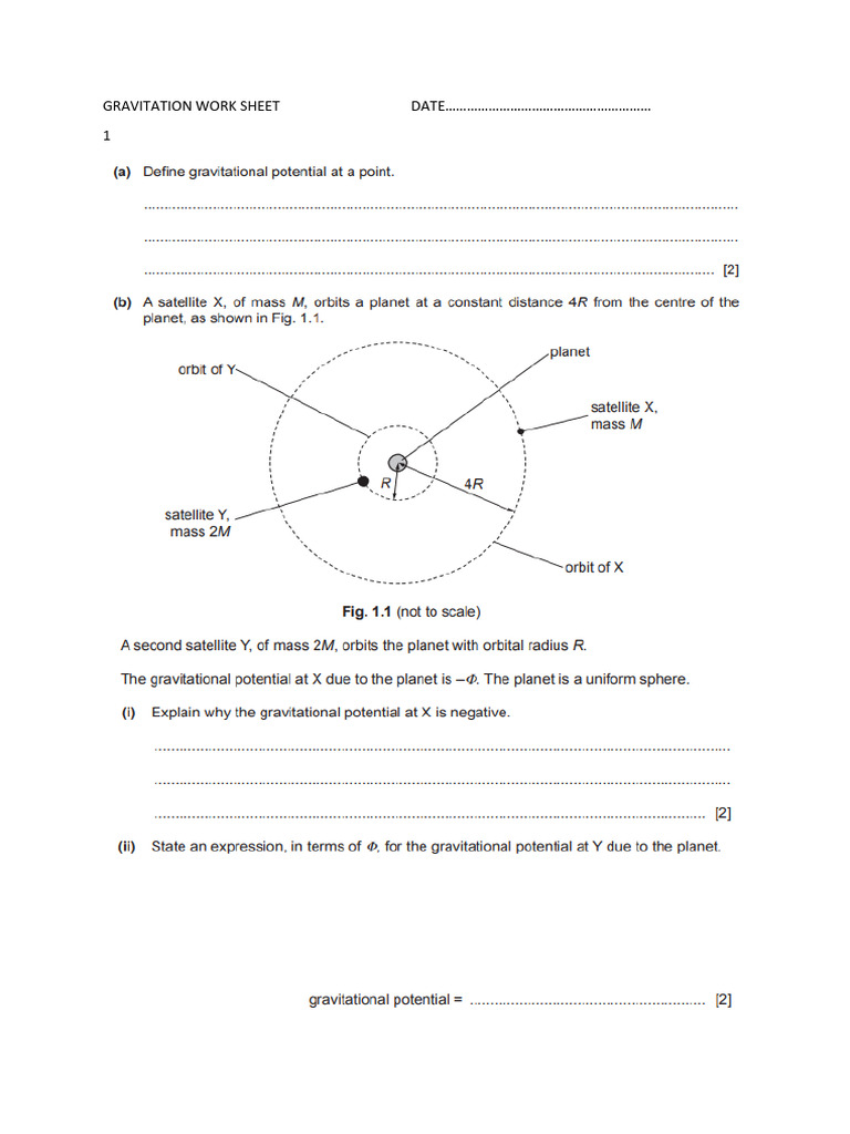 Gravitation Work Sheetdate | PDF