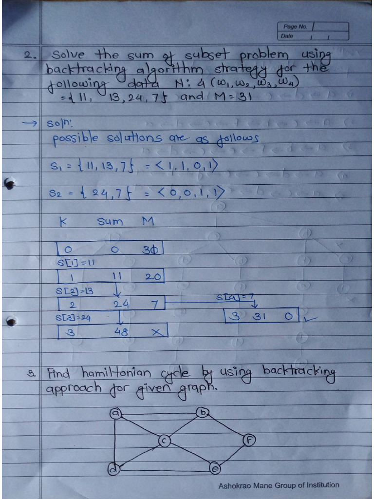 Backtracking DAA TUT 5 | PDF