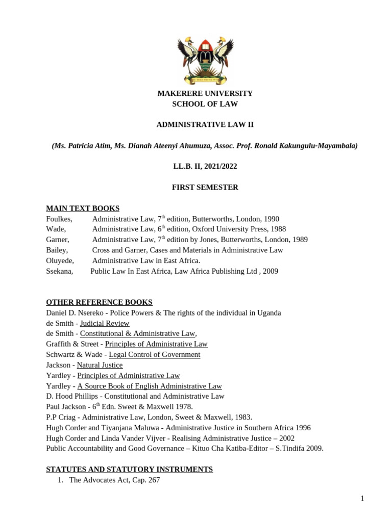 Admnistratitive Law II Reading List 2022-23 | PDF | Administrative Law ...