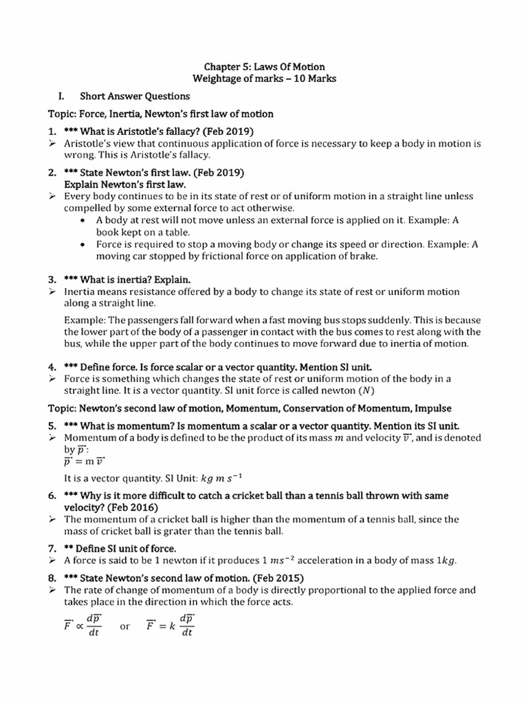 4.laws of Motion Notes 11 | PDF