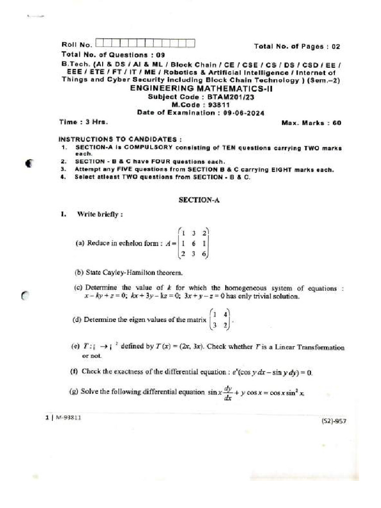May 2024 PTU Question Paper With Solution | PDF