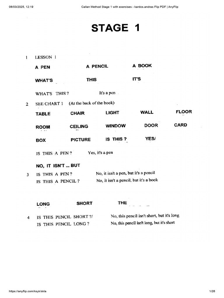Callan Method Stage 1 Exercises Guide | PDF