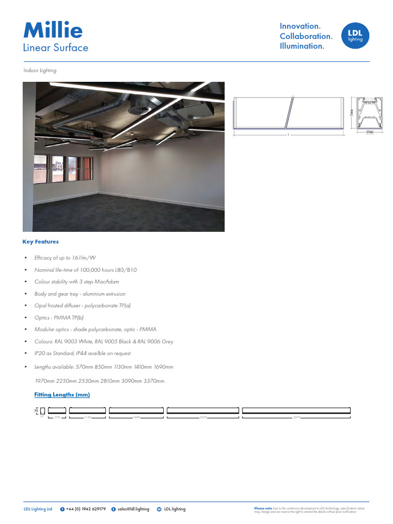 LDL Lighting Millie Product Overview | PDF | Electromagnetic Radiation | Light