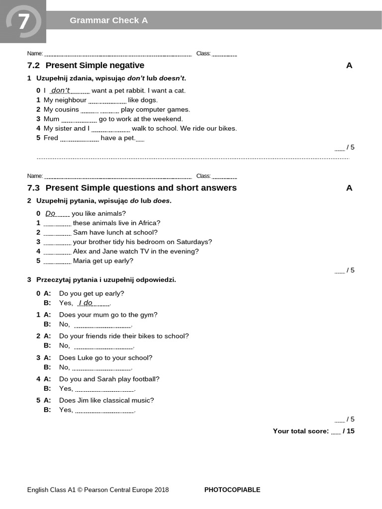 Present Simple Grammar Exercises | PDF