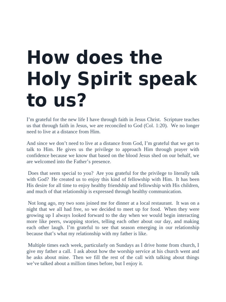How Does The Holy Spirit Speak To Us | PDF | Glory (Religion) | Elijah