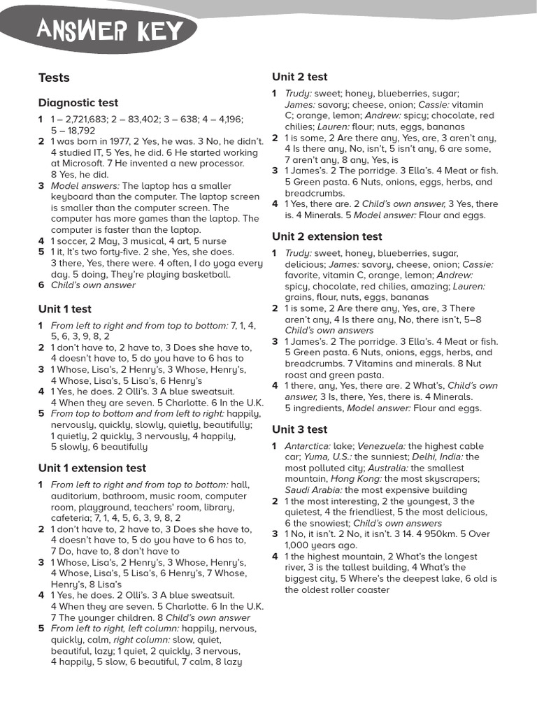 Addres GFRP 6 Tests Answer Key | PDF | Pasta | Foods
