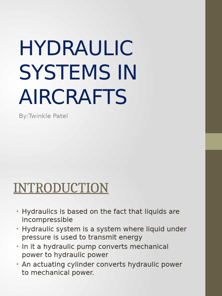 Hydraulic Systems in Aircrafts | PDF | Pump | Piston