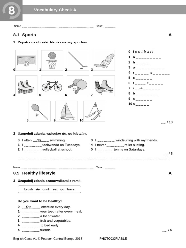 ECA1 Tests Vocabulary Check 8A New2018 | PDF
