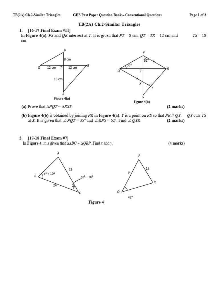 Ch.2 Similar Triangles CQ | PDF | Euclidean Plane Geometry | Convex ...