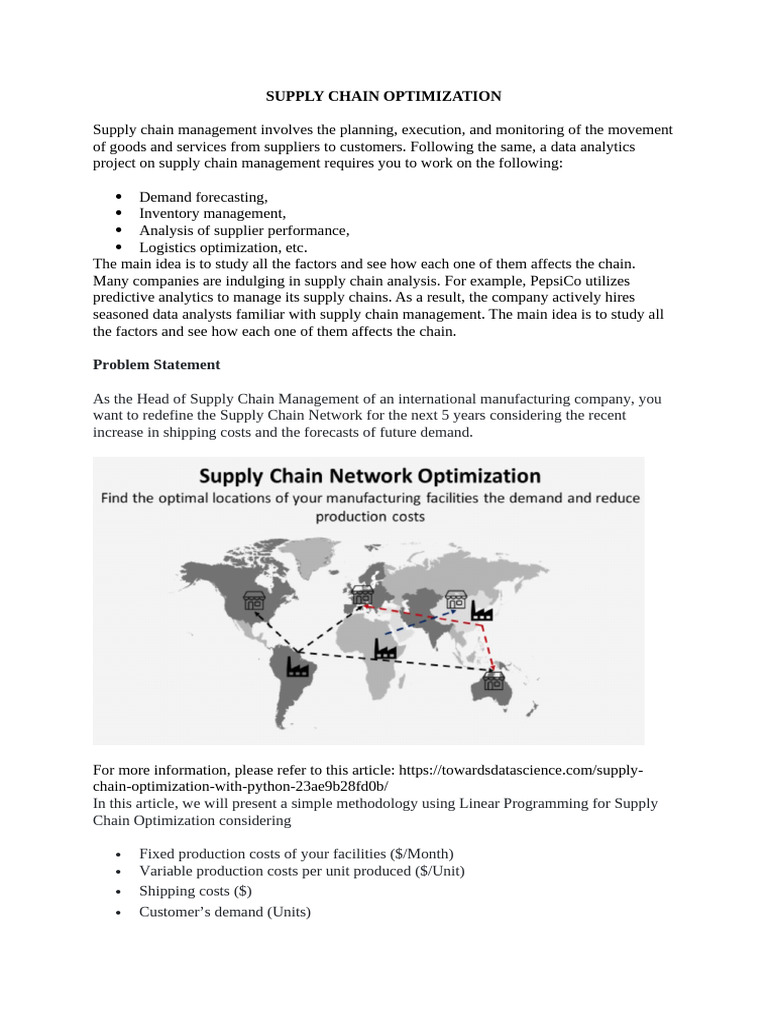 Supply Chain Optimization Methodology | PDF