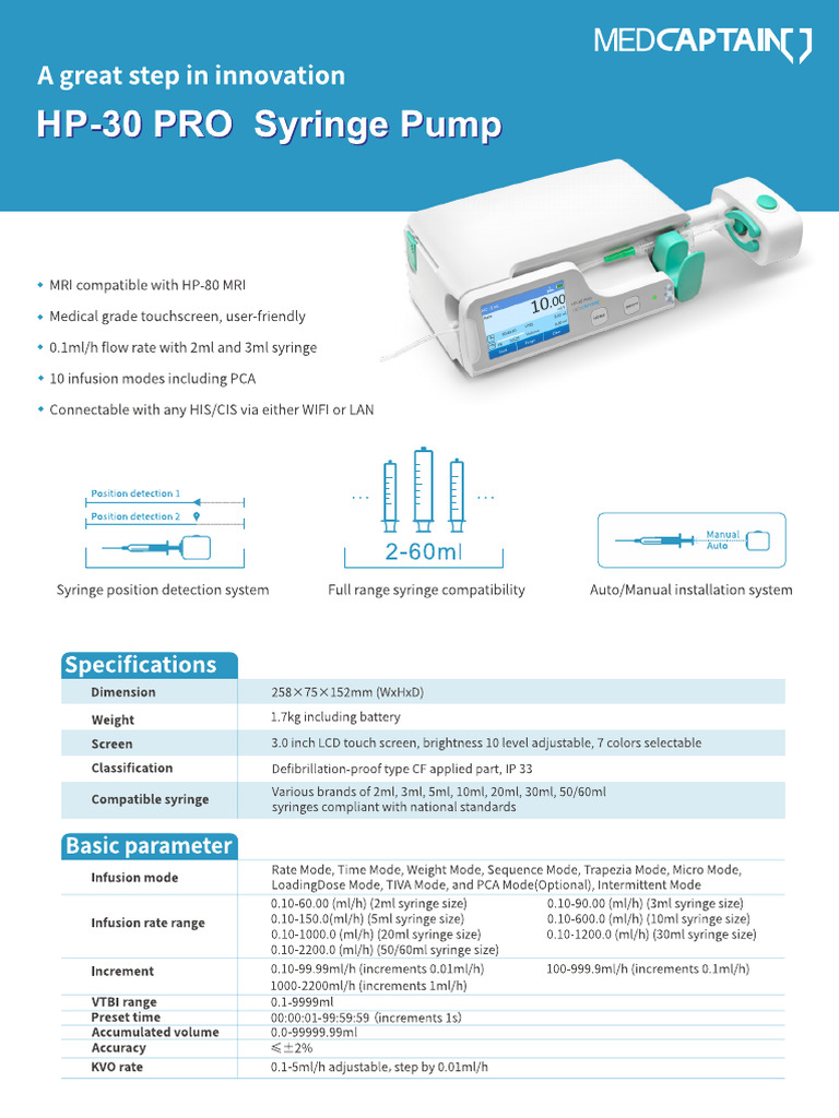 Medcaptain HP30 Pro Syringe Pump | PDF