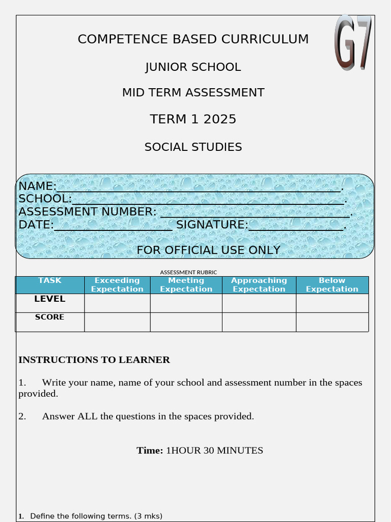 Grade 7 SOCIAL STUDIES | PDF | Learning