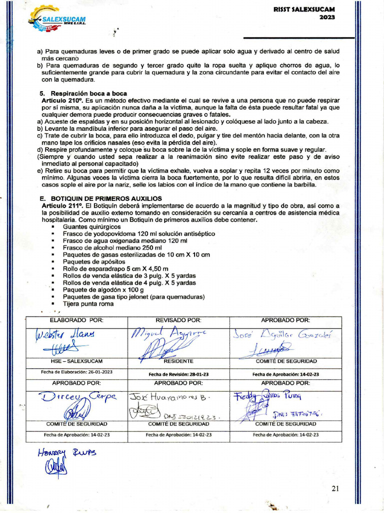APROBACION DE RISST POR CSST 2023 | PDF