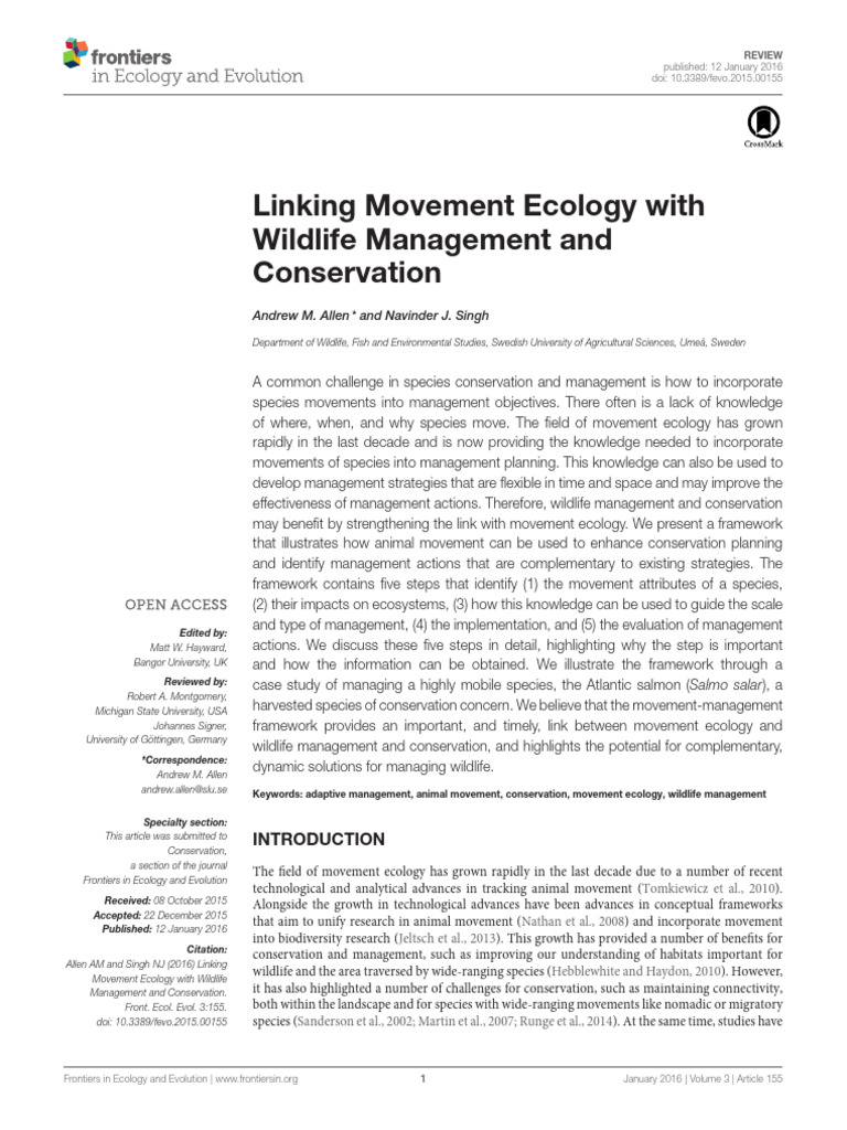 Linking Movement Ecology to Conservation | PDF | Salmon | Ecology
