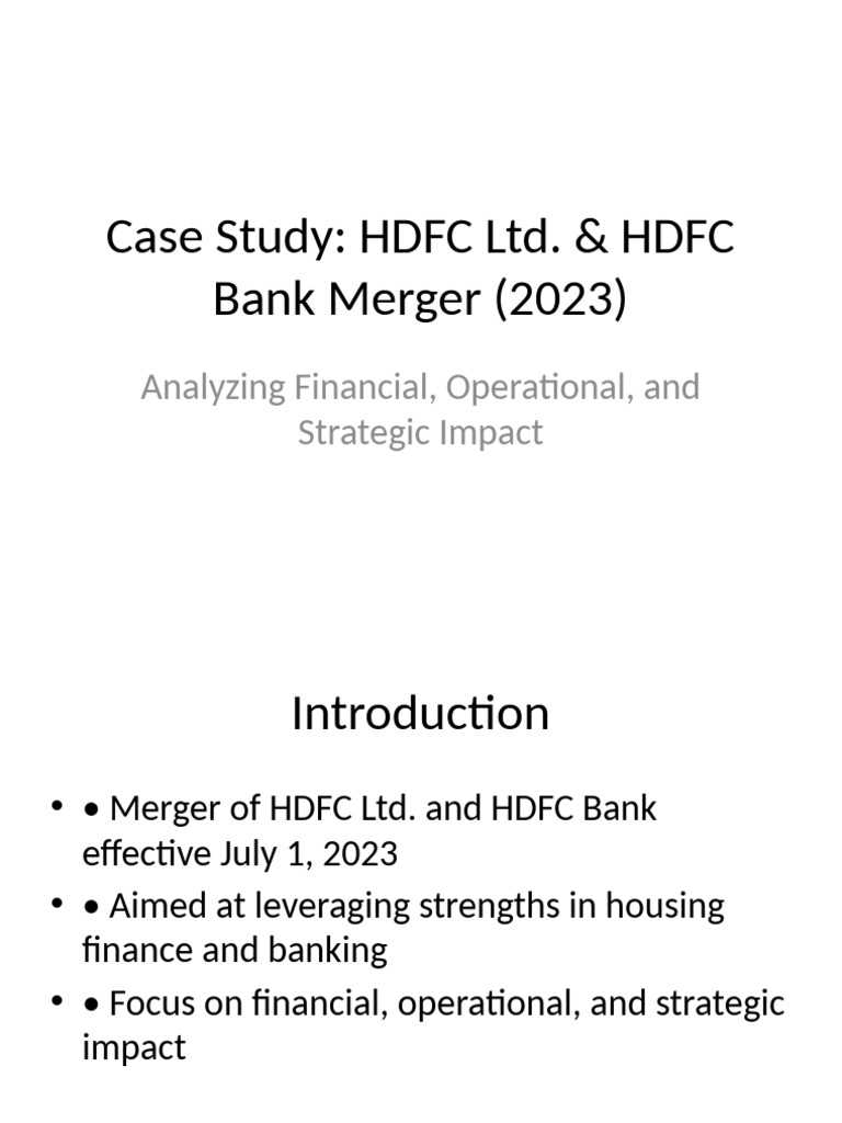 HDFC Merger Case Study | PDF