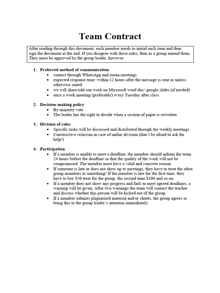 LS Team Project Contract 21-22 | PDF