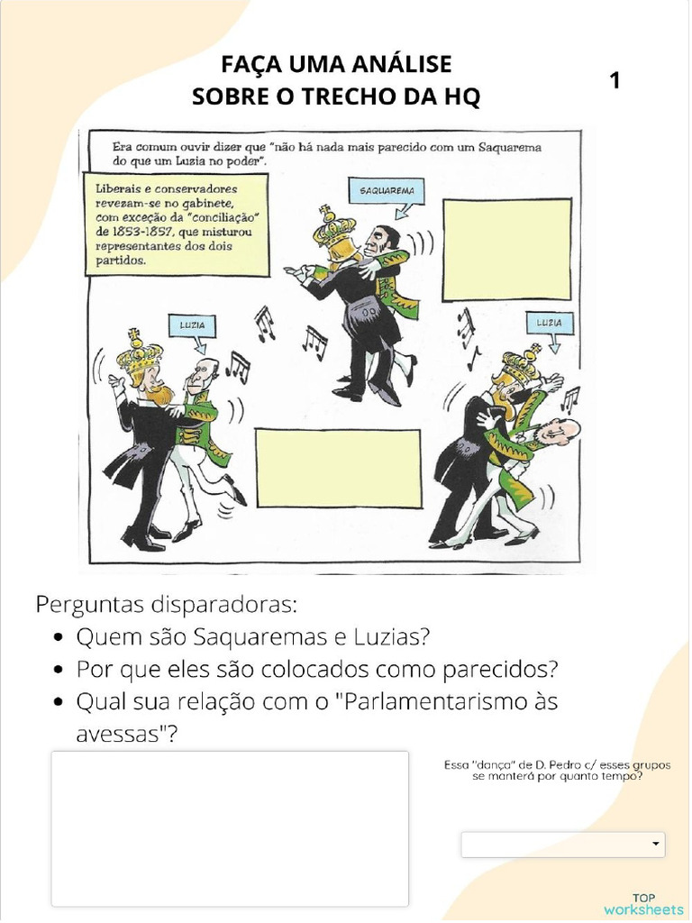 Atividade Segundo Reinado Quadrnhos | PDF