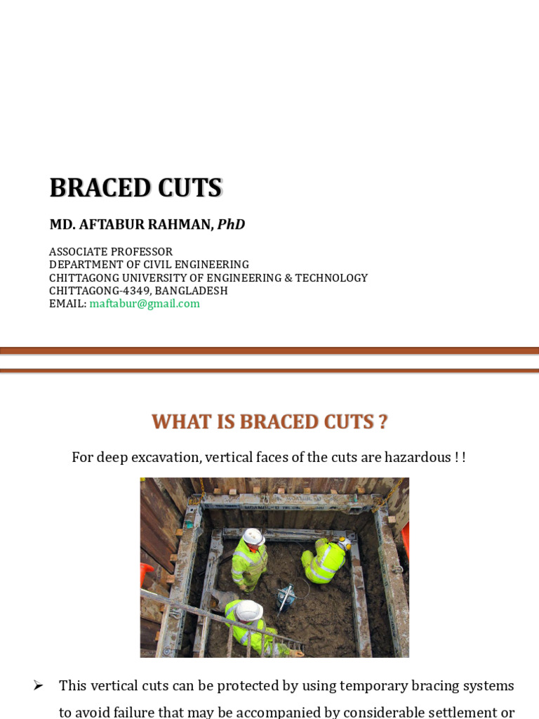 Braced Cuts in Geotechnical Engineering | PDF | Geotechnical ...