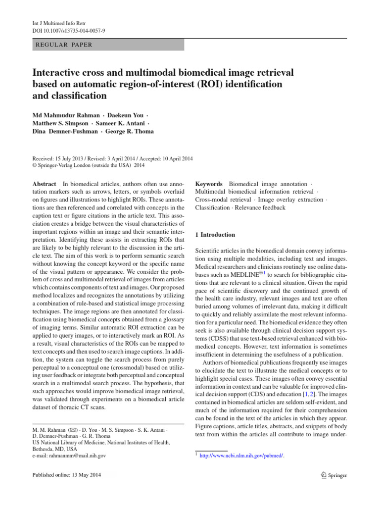 Interactive Cross and Multimodal Biomedical Image Retrieval | PDF