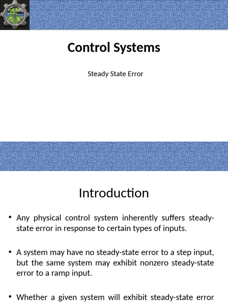 Lecture 7 - Steady - State - Error | PDF | Steady State | Feedback
