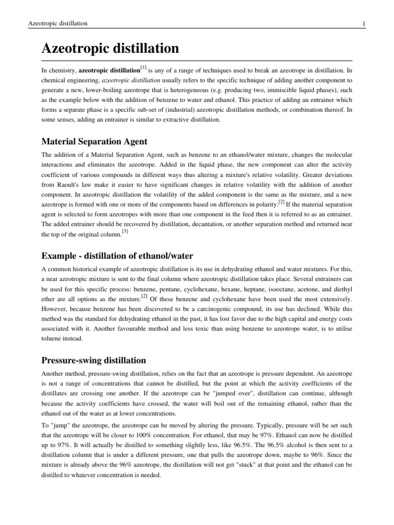 Azeotropic Distillation | PDF | Laboratory Techniques | Physical Sciences