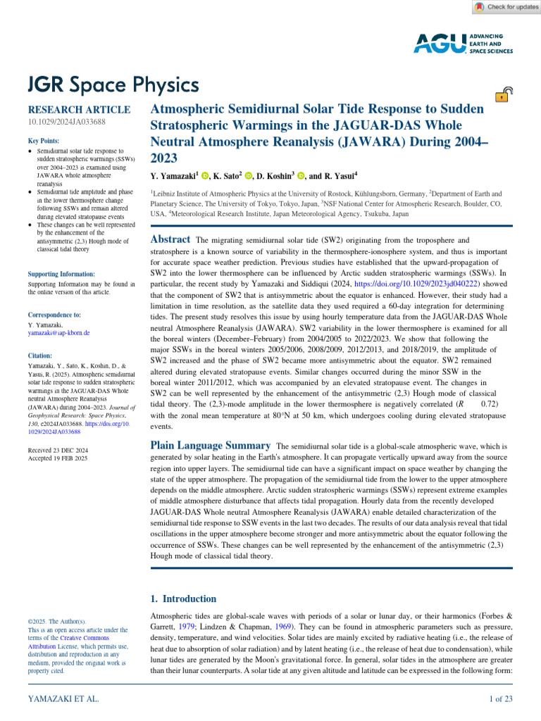 JGR Space Physics - 2025 - Yamazaki - Atmospheric Semidiurnal Solar ...