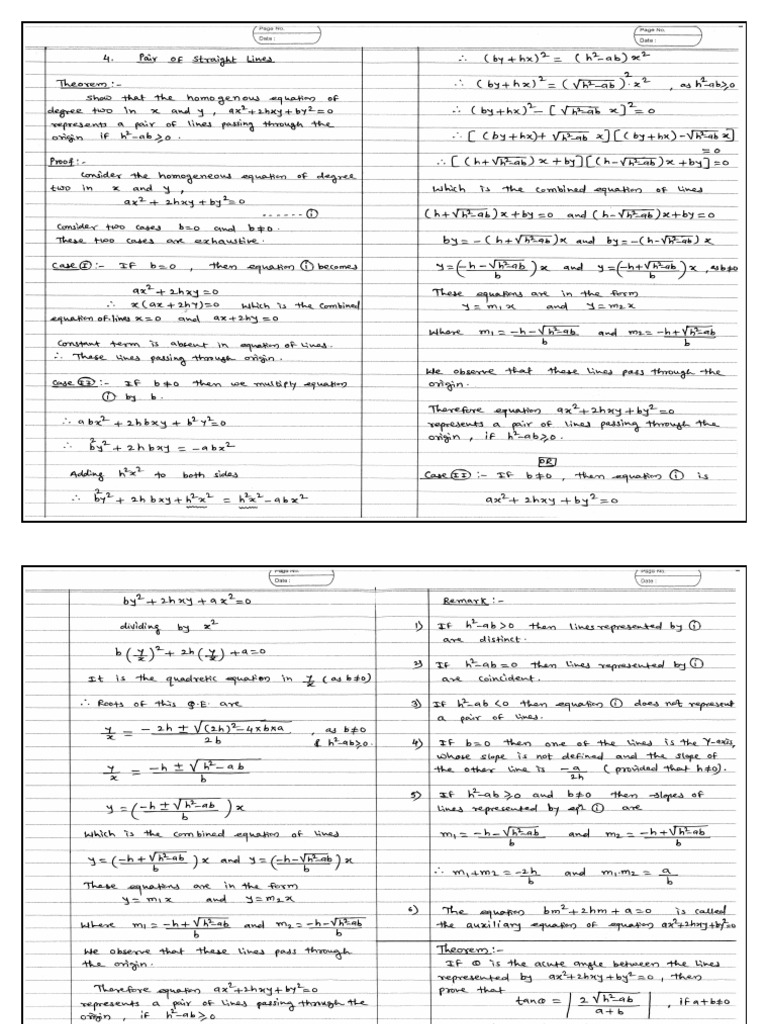 Theorems ( Pair of Straight Lines and Vectors ) | PDF