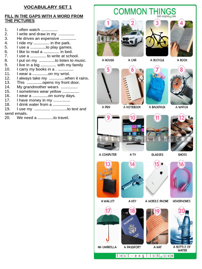 Vocabulary Set 1 | PDF