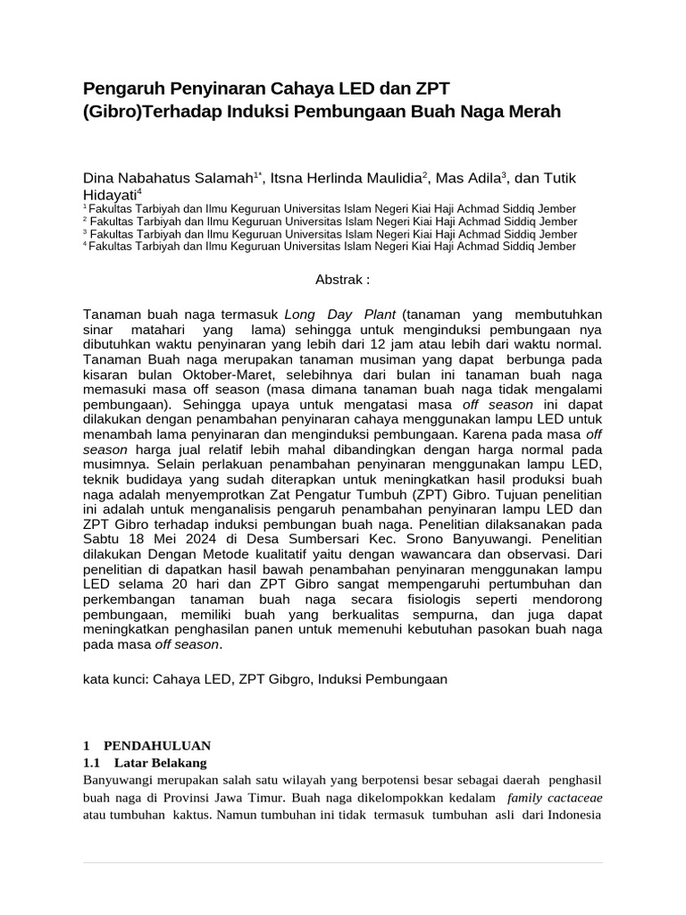 Pengaruh Penyinaran Cahaya LED Dan ZPT (Gibro) Terhadap Induksi ...