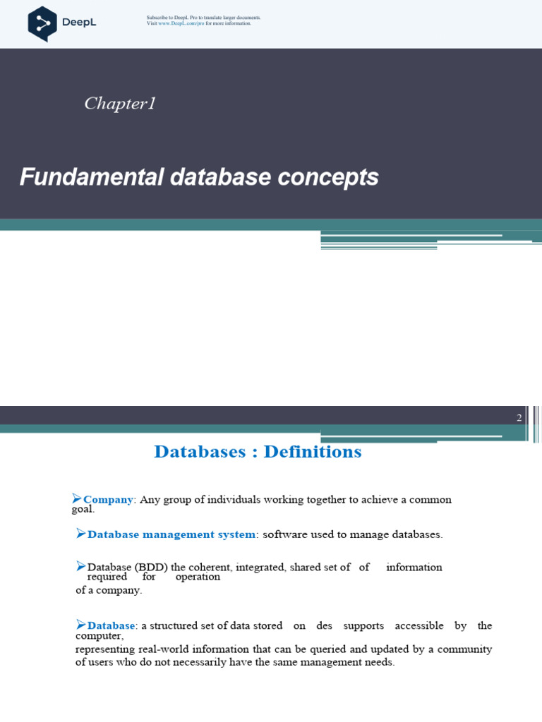 1 - Concepts Fondamentaux Des Bases de Données en | PDF | Databases | Conceptual Model