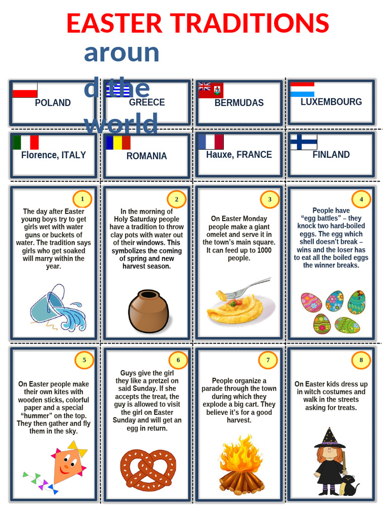 Easter Traditions Around The World Flashcards Games Oneonone Activities ...