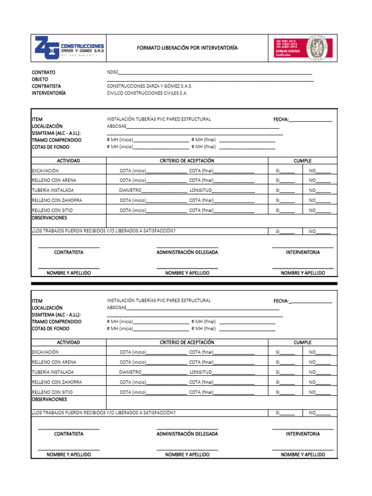 Formato de Contrato para Instalación de Tuberías PVC | PDF | Plomería ...