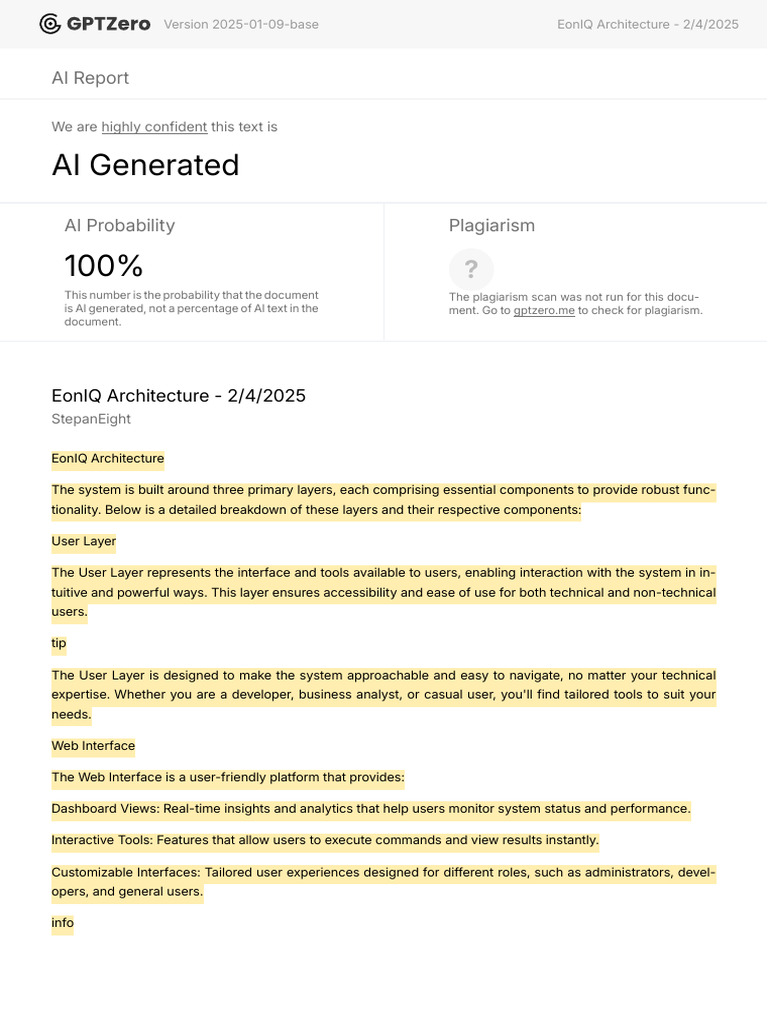 GPTZero AI Scan - EonIQ Architecture | PDF | Artificial Intelligence ...