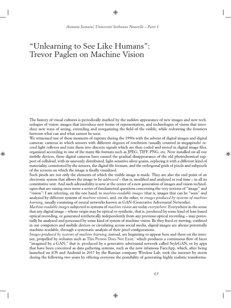 5.1 Somaini - Unlearning To See Like Humans | PDF | Pixel | Artificial Intelligence