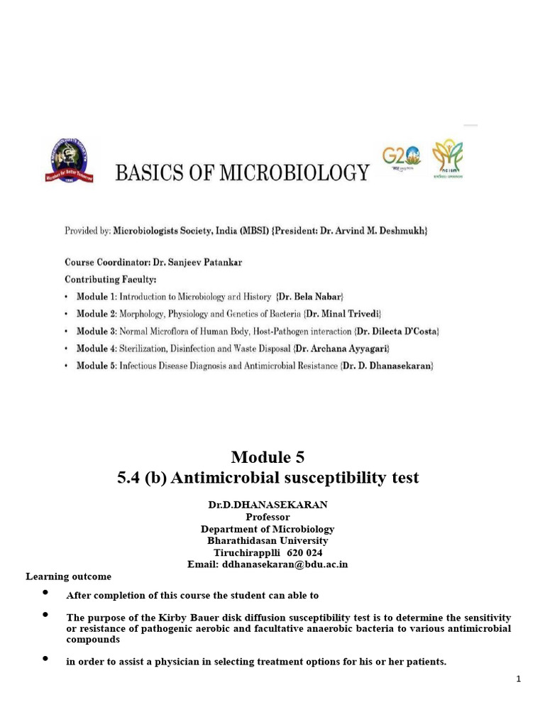 Antimicrobial Susceptibility Testing Guide | PDF | Microbiology