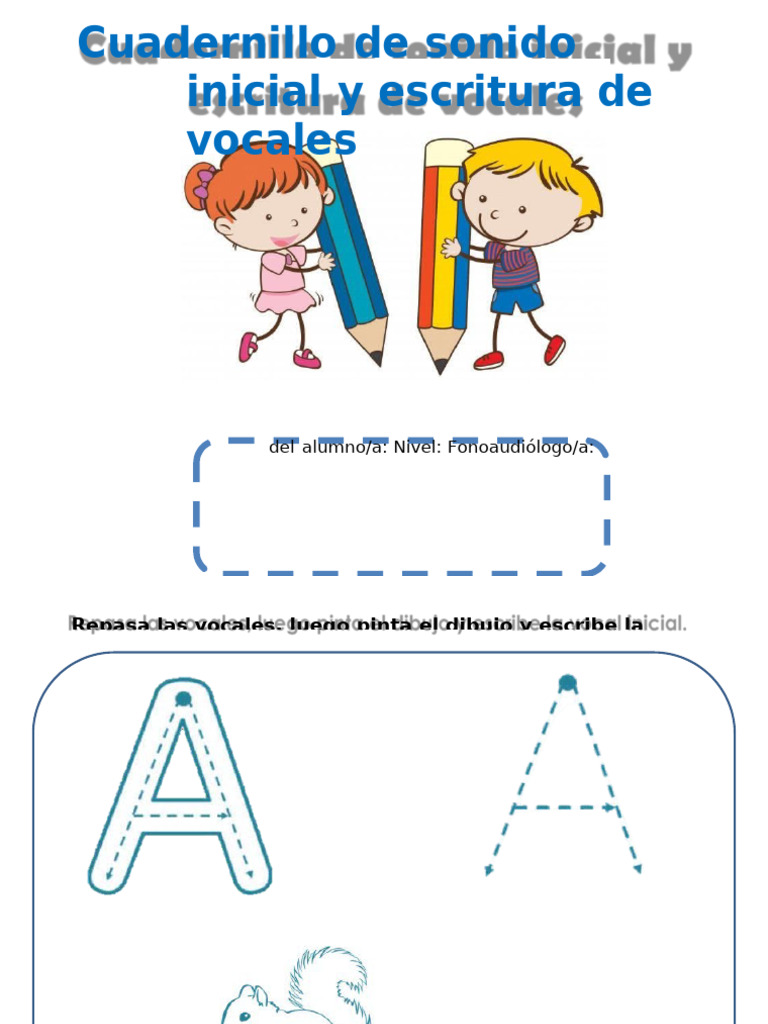 04 Cuadernillo de Sonido Inicial y Escritura de Vocales | PDF