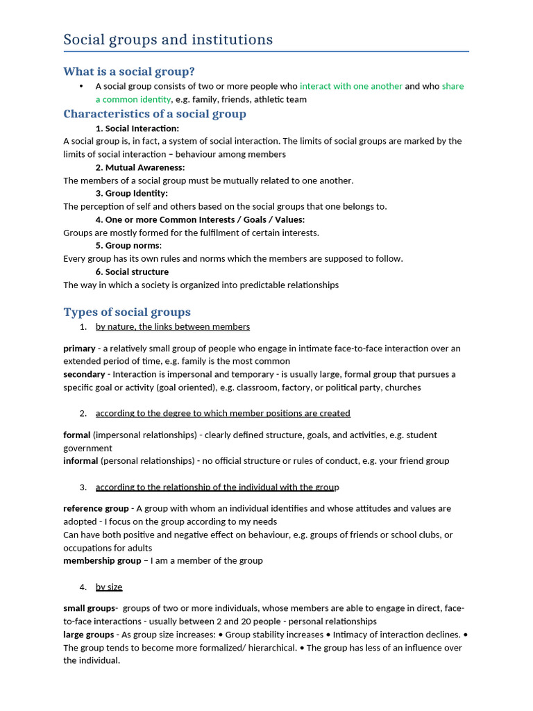 10 Social Groups and Institutions | PDF | Social Group | Communication