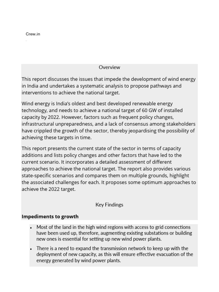 Wind Energy Scenario | PDF | Wind Power | Electrical Grid