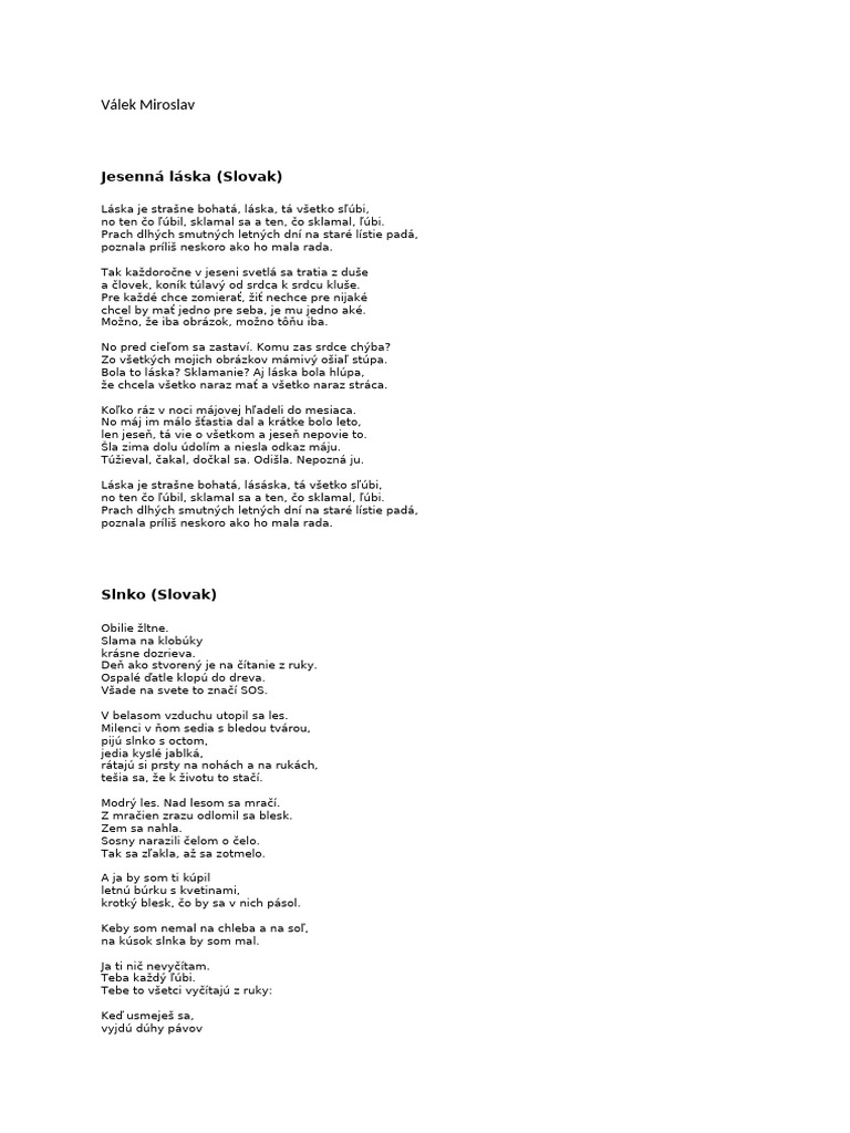 Válek Miroslav - Básne | PDF
