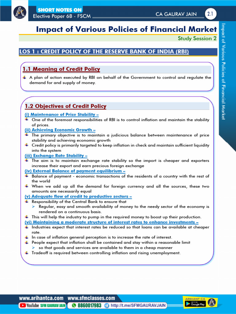 RBI Credit Policy and Financial Impact | PDF | Reserve Bank Of India ...