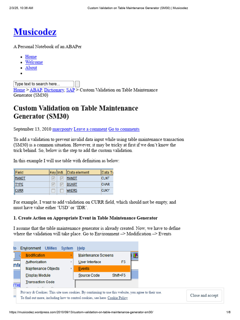 Custom Validation On Table Maintenance Generator (SM30) - Musicodez | PDF | Http Cookie ...