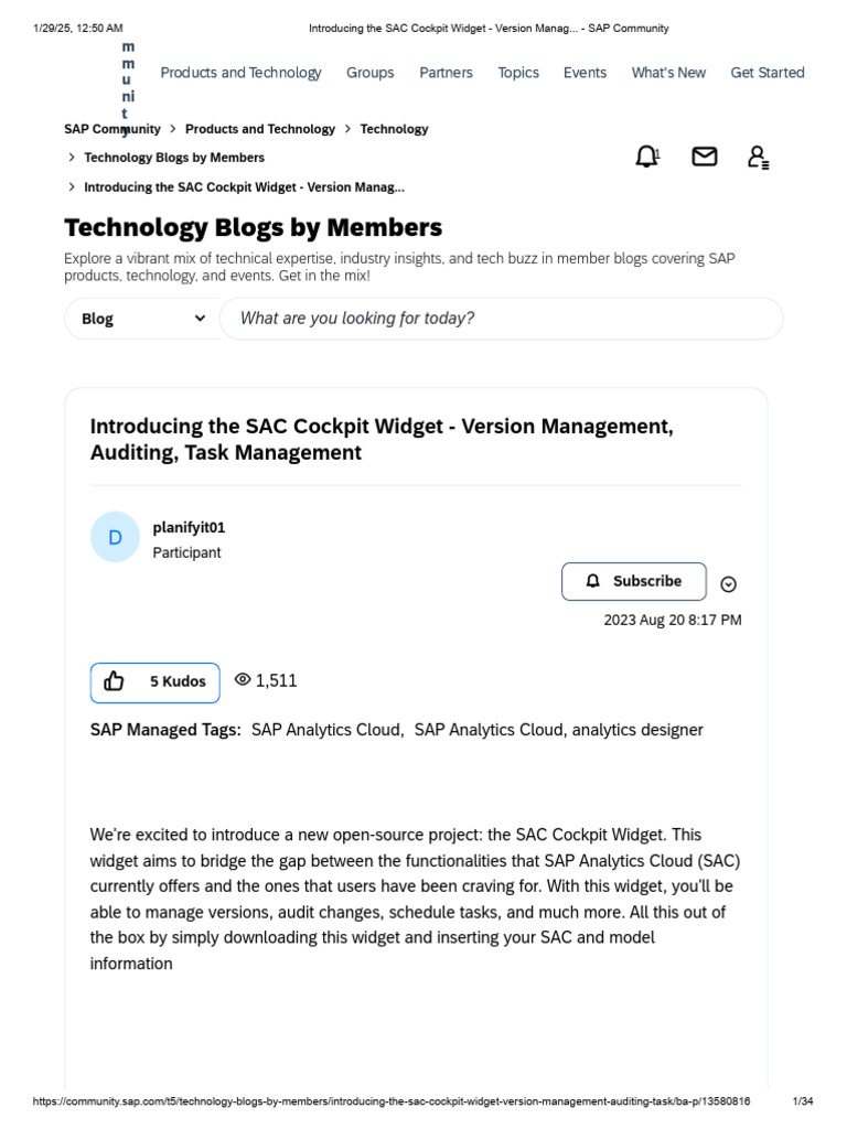 Introducing The SAC Cockpit Widget - Version Manag... - SAP Community ...